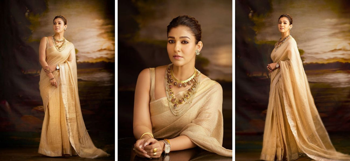 Embrace the elegance of Nayanthara’s style with our exquisite Tissue ...