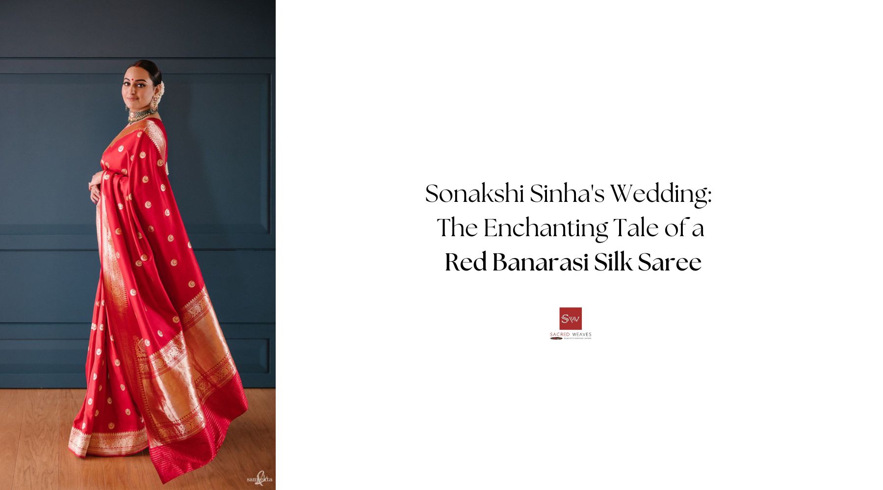 Sonakshi Sinha's Radiant Red Banarasi Silk Saree: A Bridal Marvel ...