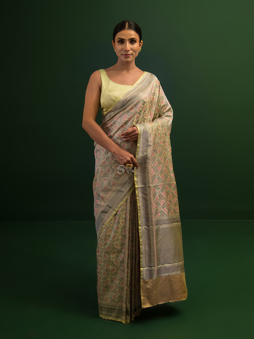 Lime Green Tanchoi Silk Handloom Banarasi Saree - Sacred Weaves ...